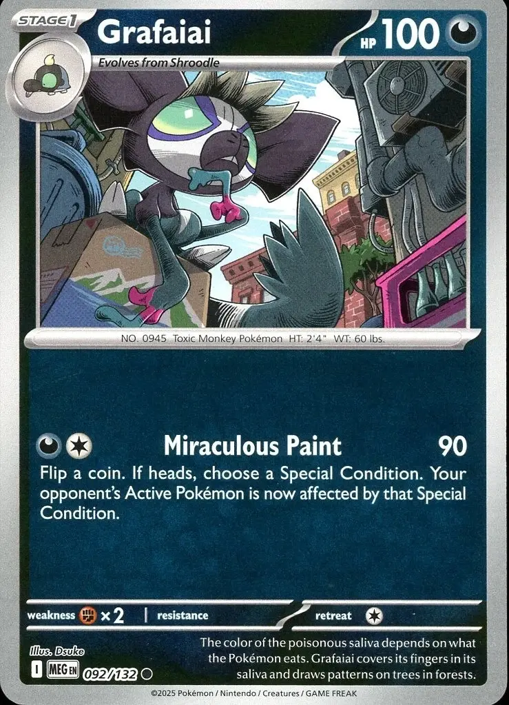 Grafaiai Reverse - MEGA Evolution - MEGEN Pokémon card 92/132